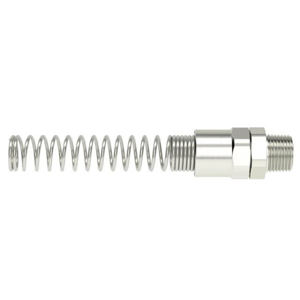 Rigid squeeze nut with conical male thread and steel kink and scratch