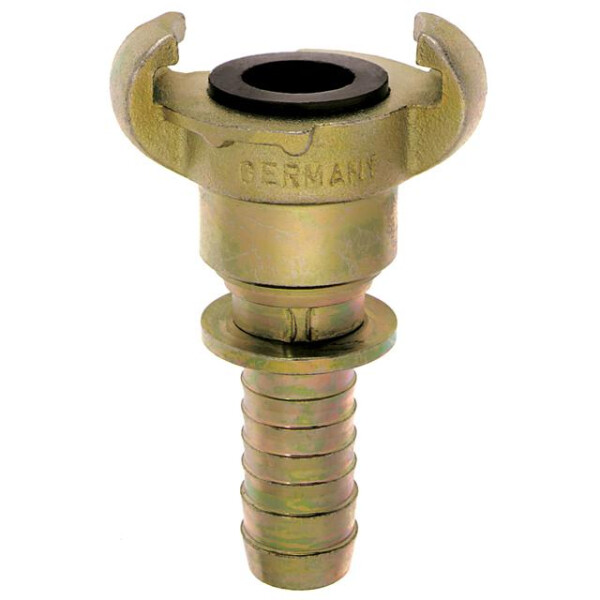 Swivel claw hose couplings with locking collar