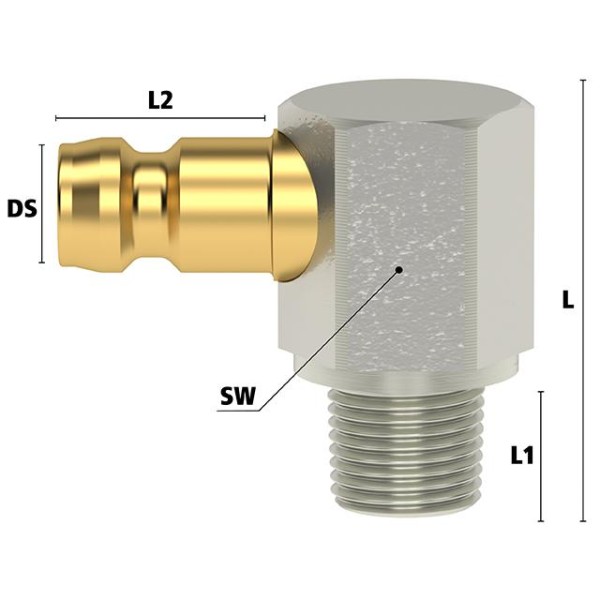 Lüdecke ESHM 38 NA-90 - Serie ESHM DN 6 - Stecknippel mit 90° Außenge